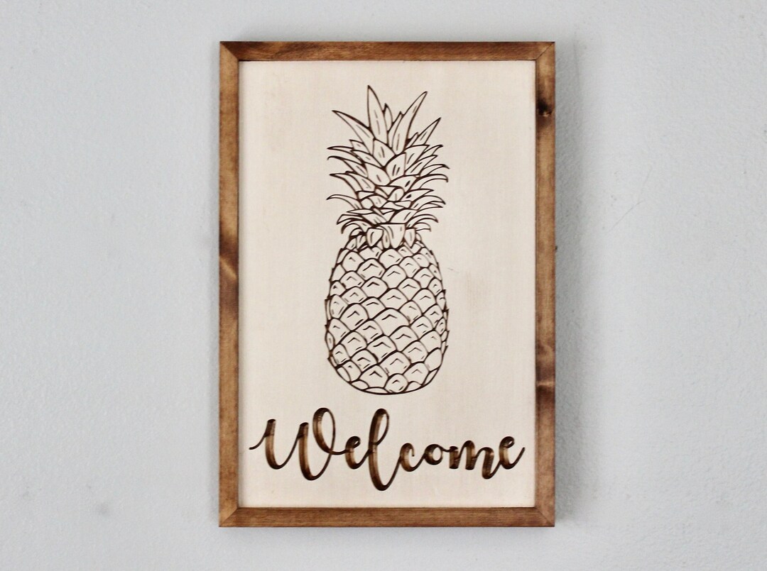 Pineapple Welcome Sign - Wall Art - Hand Painted Wood Wall Art ...