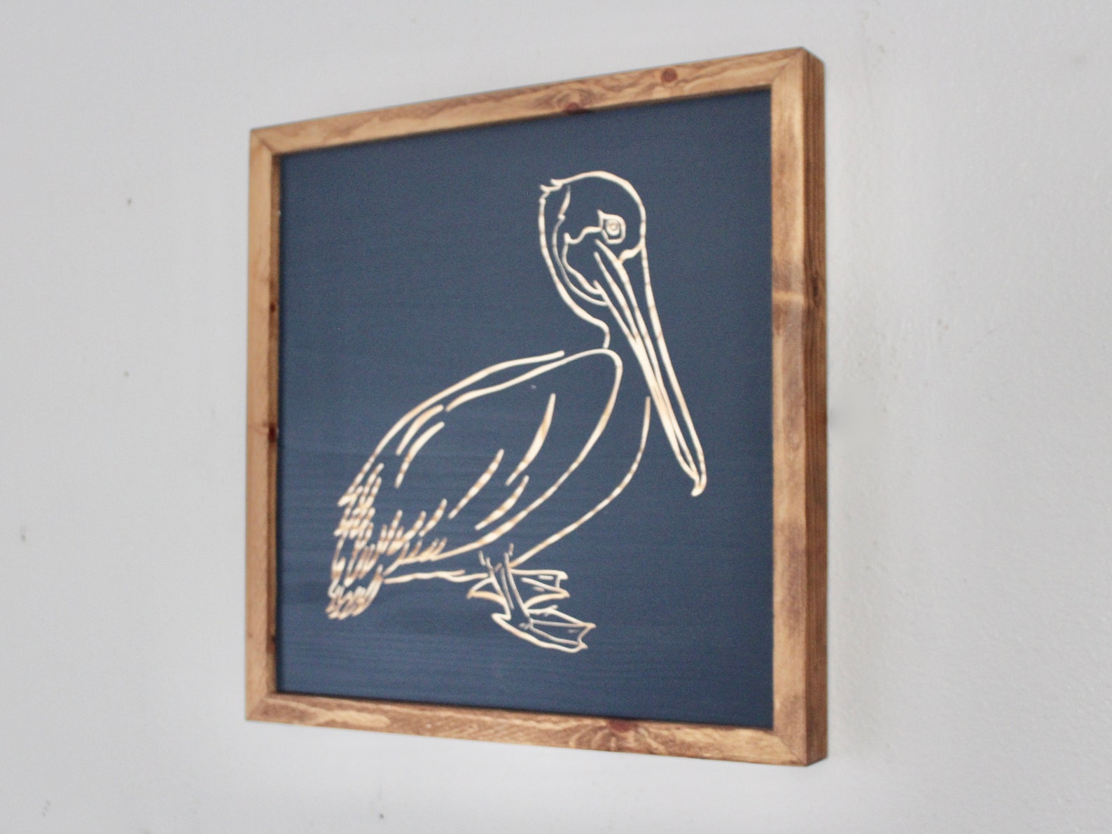 Carved Pelican Wall Art - Beach House Decor - Framed Pelican Carving ...