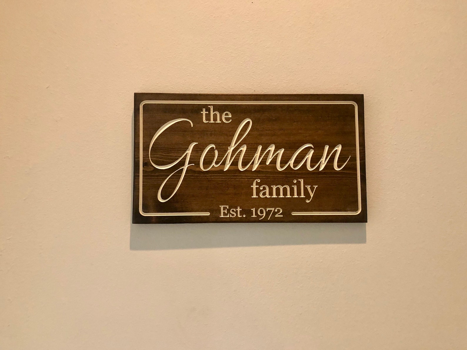 Family Name Plaque - Established Family Sign - Carved Wood Sign ...