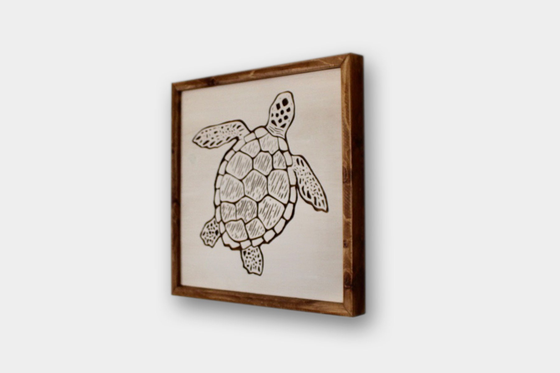Carved Sea Turtle Wall Art - Beach House Decor - Framed Turtle Carving ...