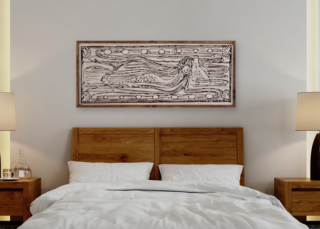 Vintage Mermaid Illustration Carving - Carved Wall Art - Mermaids ...