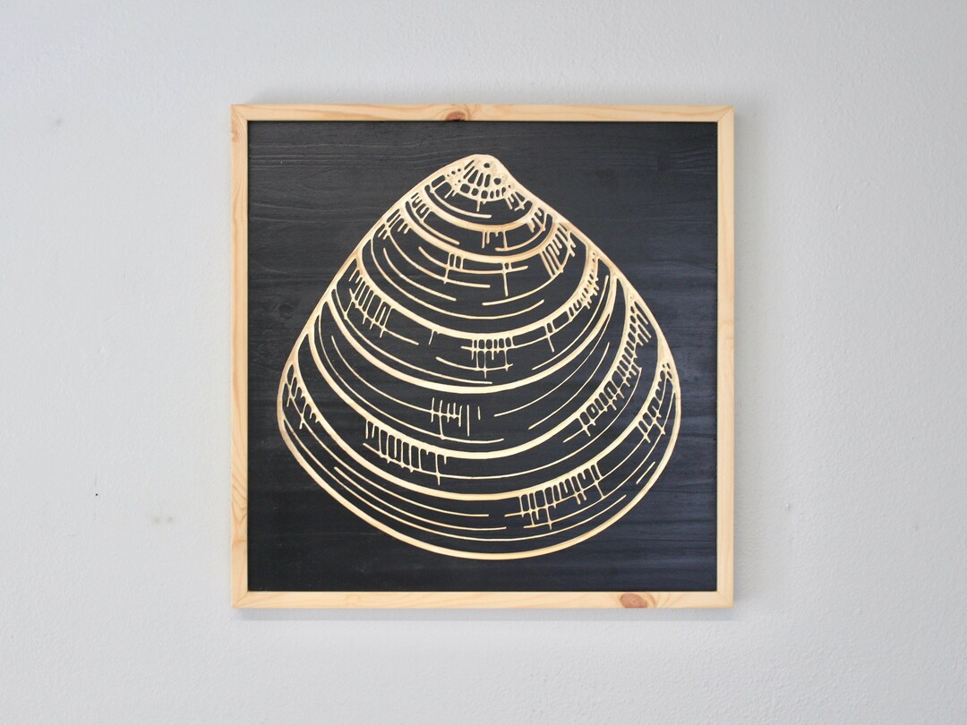 Carved Clam Shell Wall Art - Beach House Decor - Framed Sea Shell ...