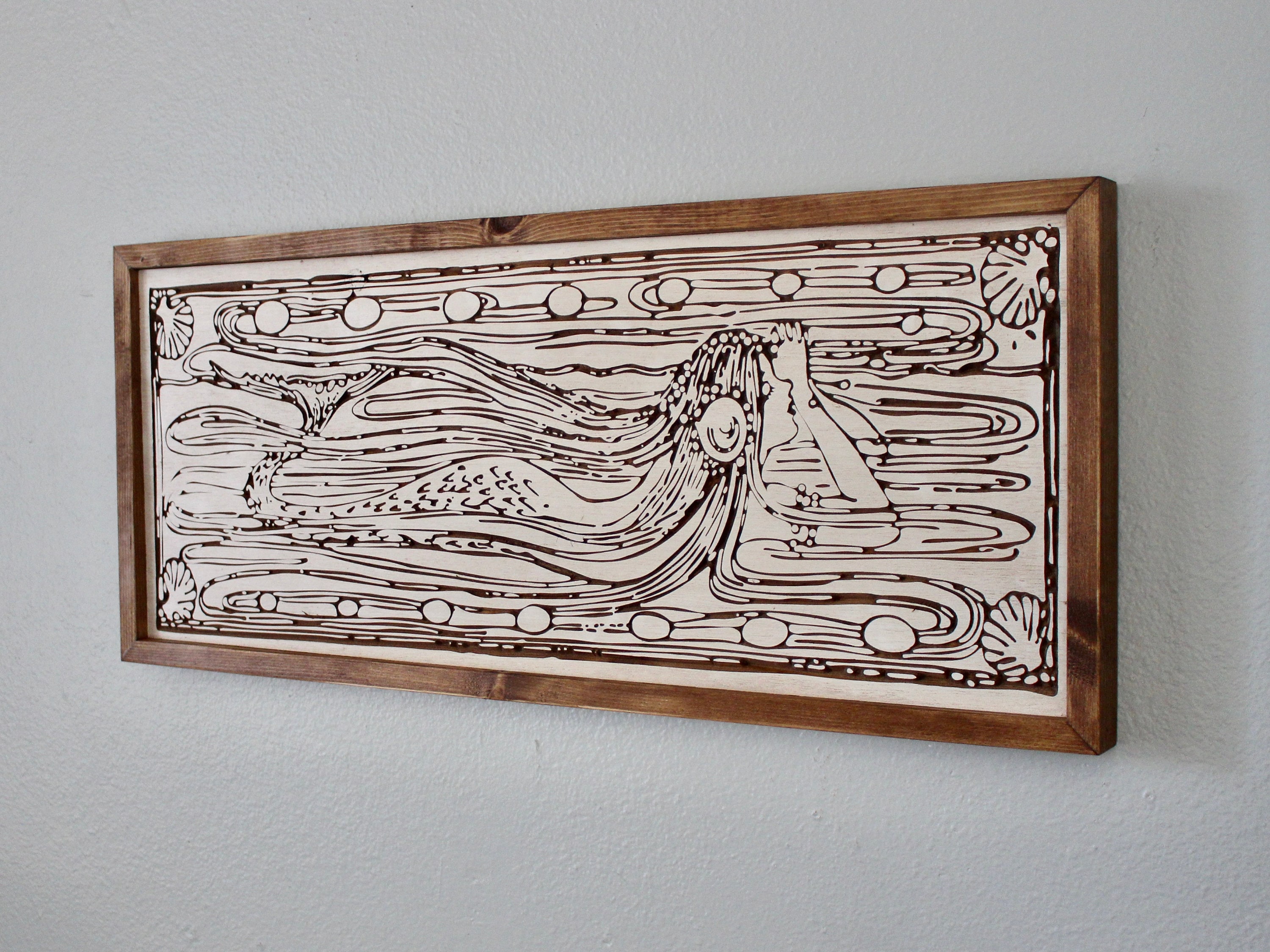 Vintage Mermaid Illustration Carving - Carved Wall Art - Mermaids ...