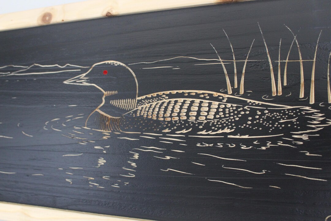 Carved Loon Wall Art. Hand Drawn Art for Summer Home, Lake House, Gift ...