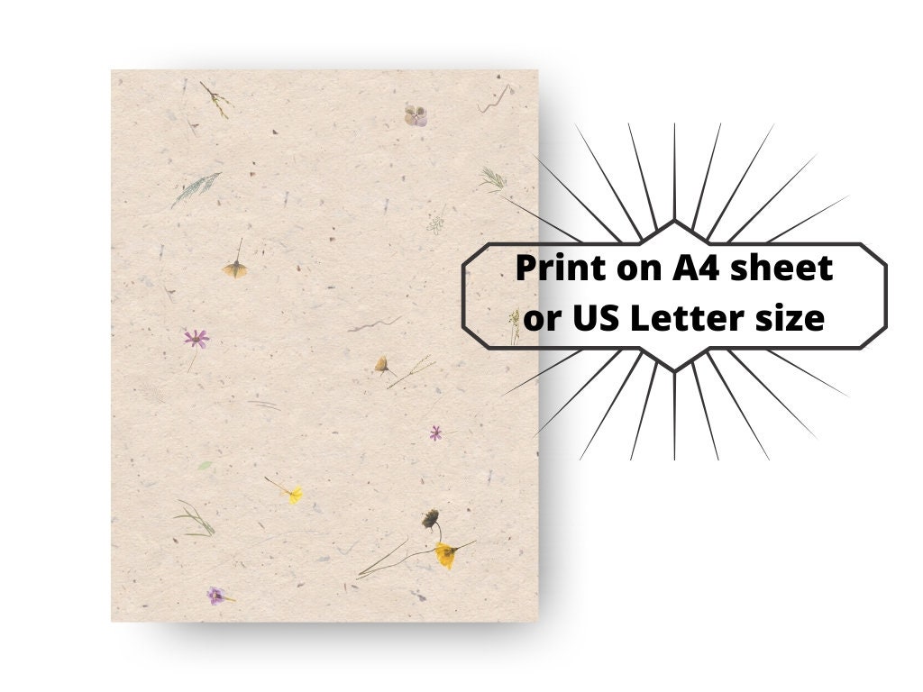 Digital Paper Sheet,printable Paper, Textured Paper, Pressed Flowers ...