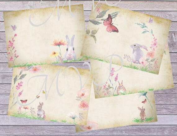 Printable Journal Pages Rabbits Watercolour Cute Bunnies - Etsy
