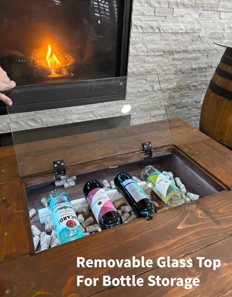 Whiskey Barrel Coffee Table Removable Glasstop ,handmade Authentic From ...