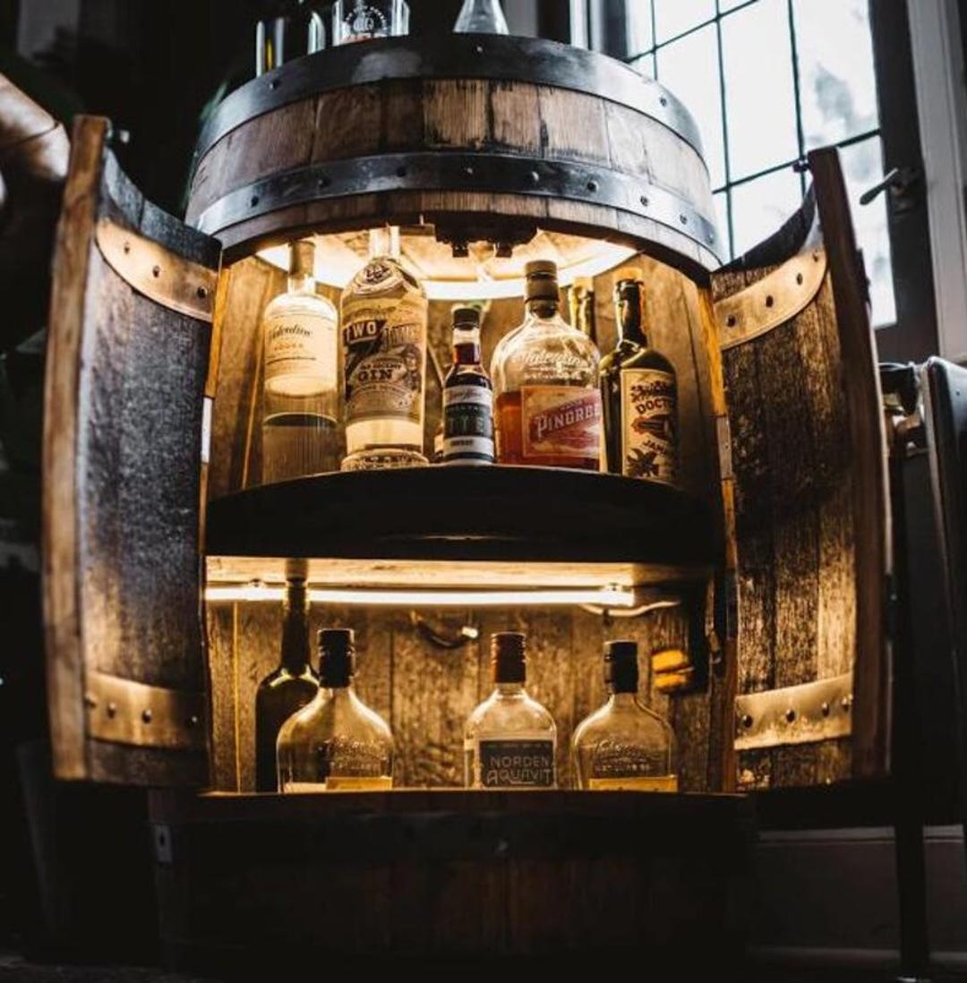 Authentic Bourbon Barrel Display Cabinet: A Rustic Elegance for Your ...