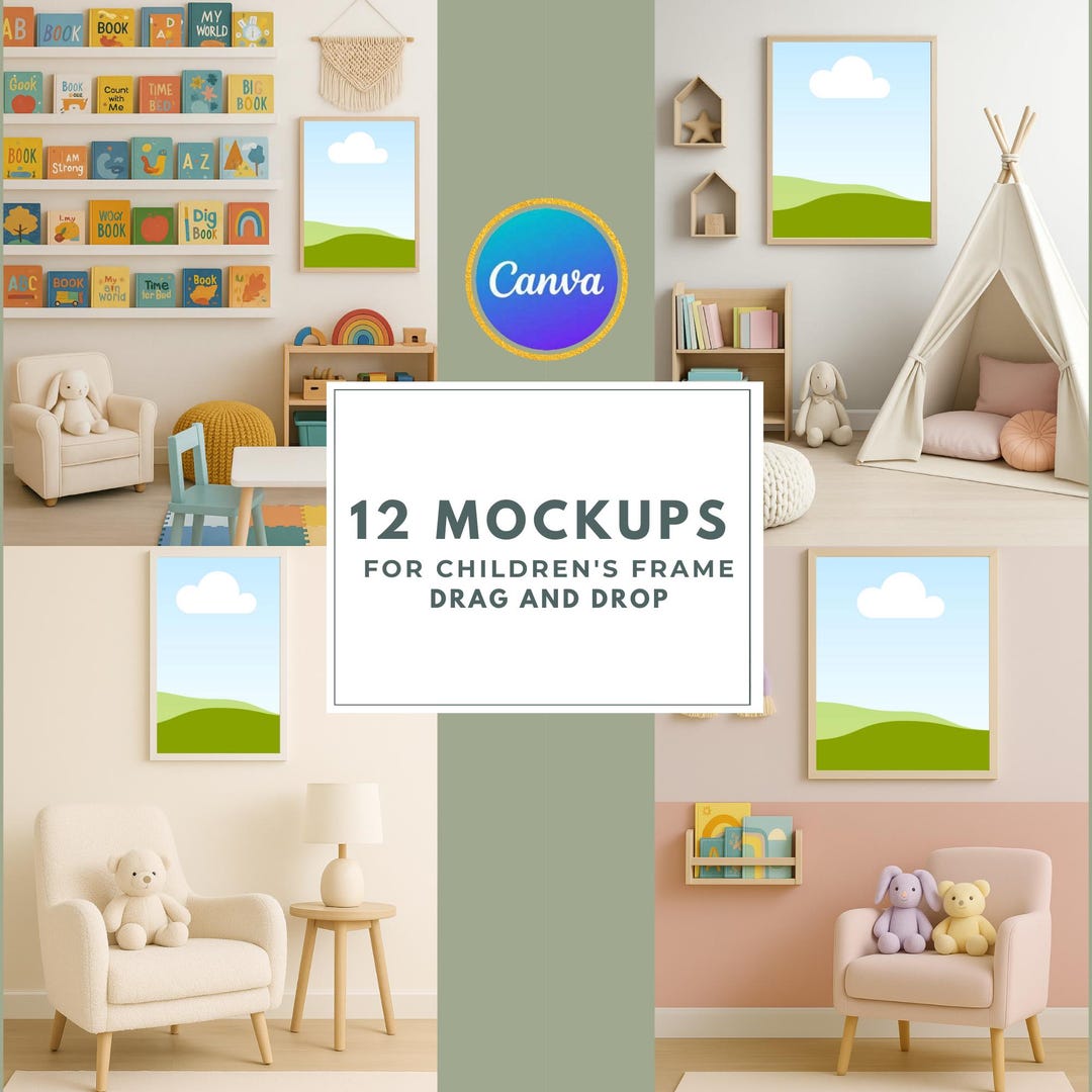 DIGITAL - 12 Canva Mockups Kids Reading Nook | Montessori Style Drag ...