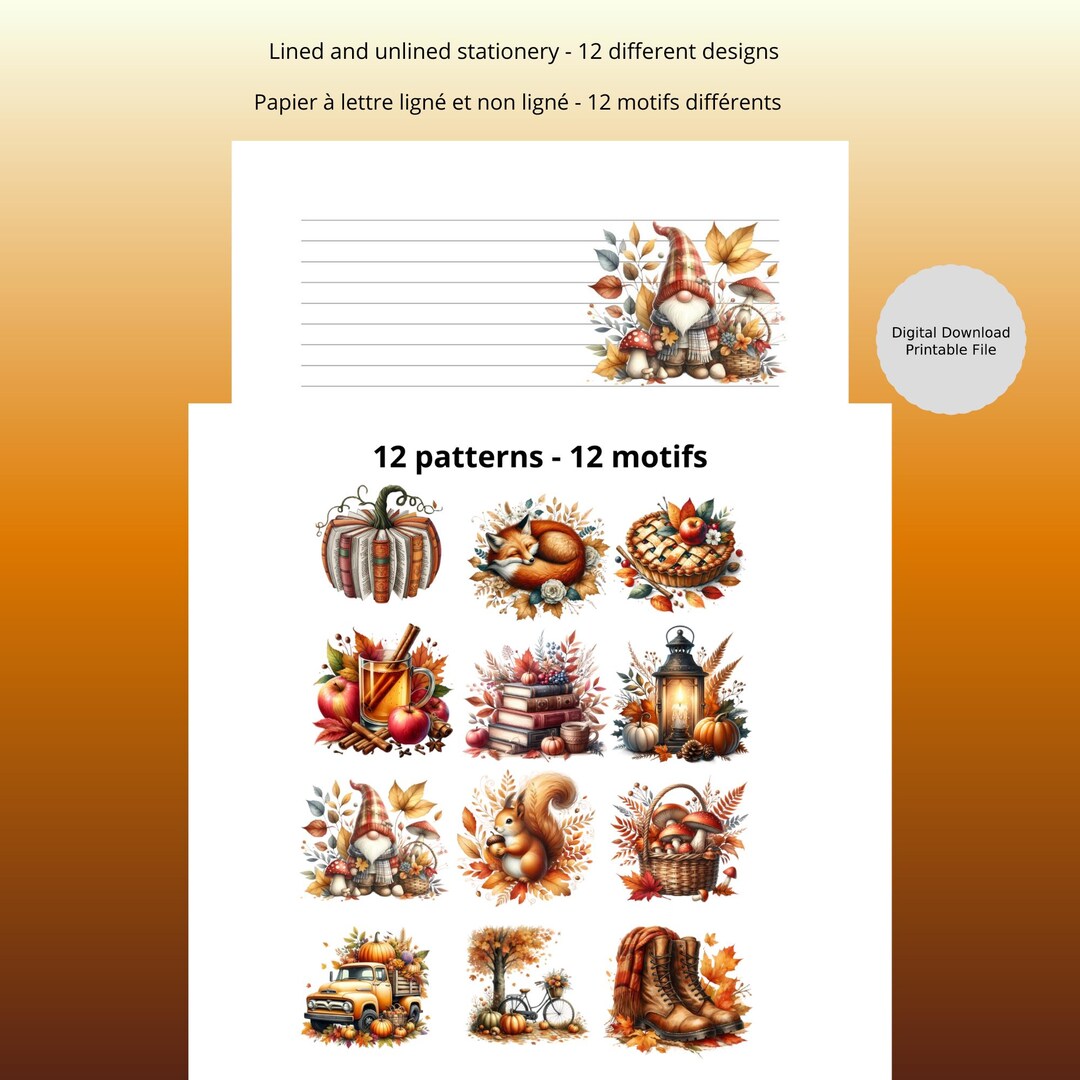 DIGITAL Autumnal Stationery – Lined & Blank Writing Paper | Cozy Fall ...