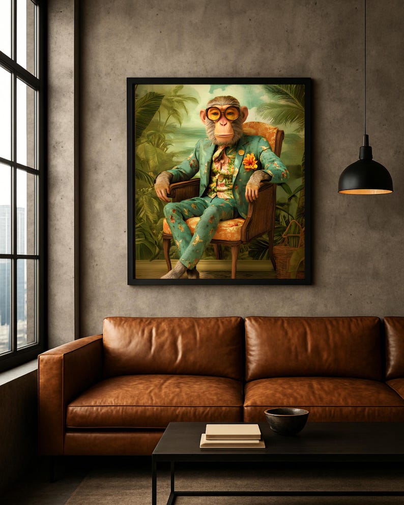 DIGITAL - Anthropomorphic Monkey – Aristocratic Art Print - Humorous ...