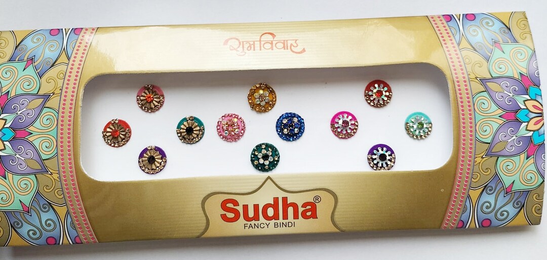 Colorful Designer Round Bindi Indian Body Art Temporary Wedding Fashion ...