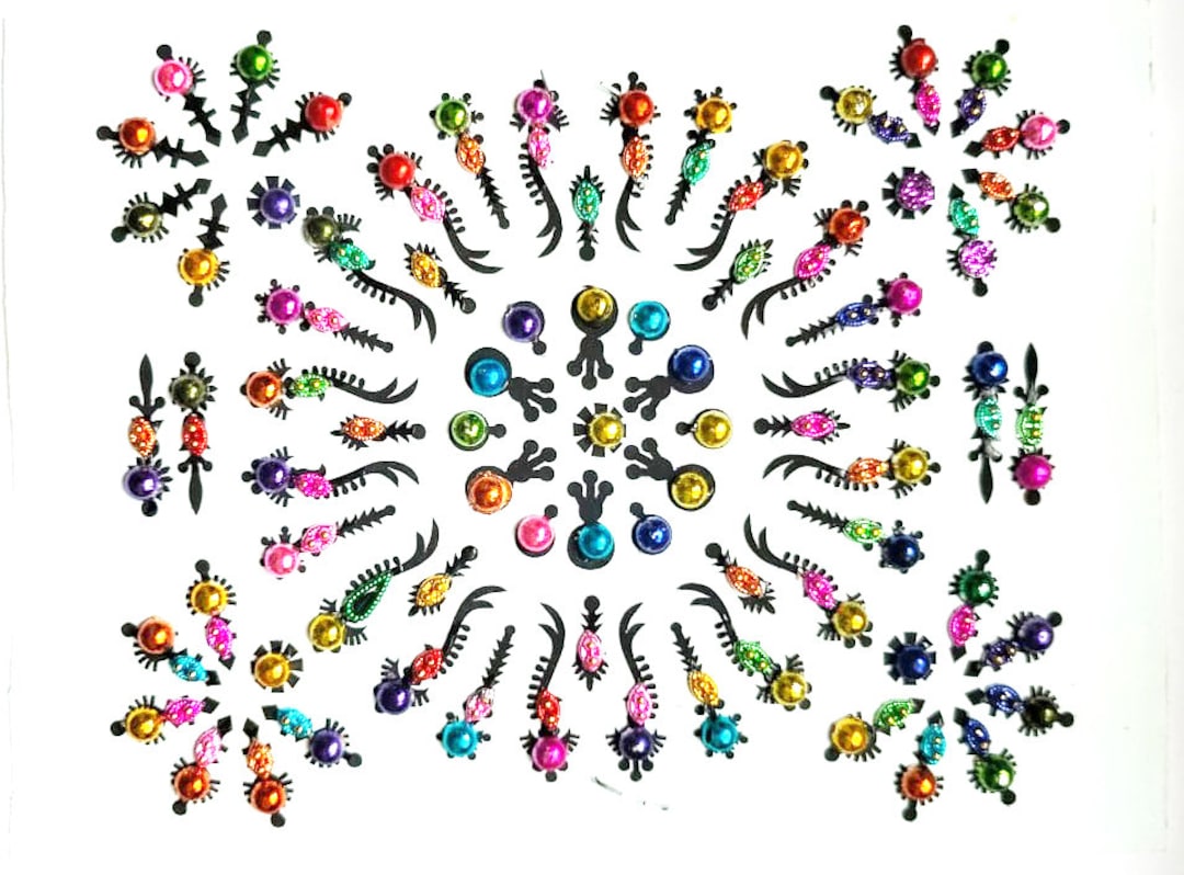 Bindi Sticker, Indian Fancy Stone Long Bindi Sticker, Colourful ...