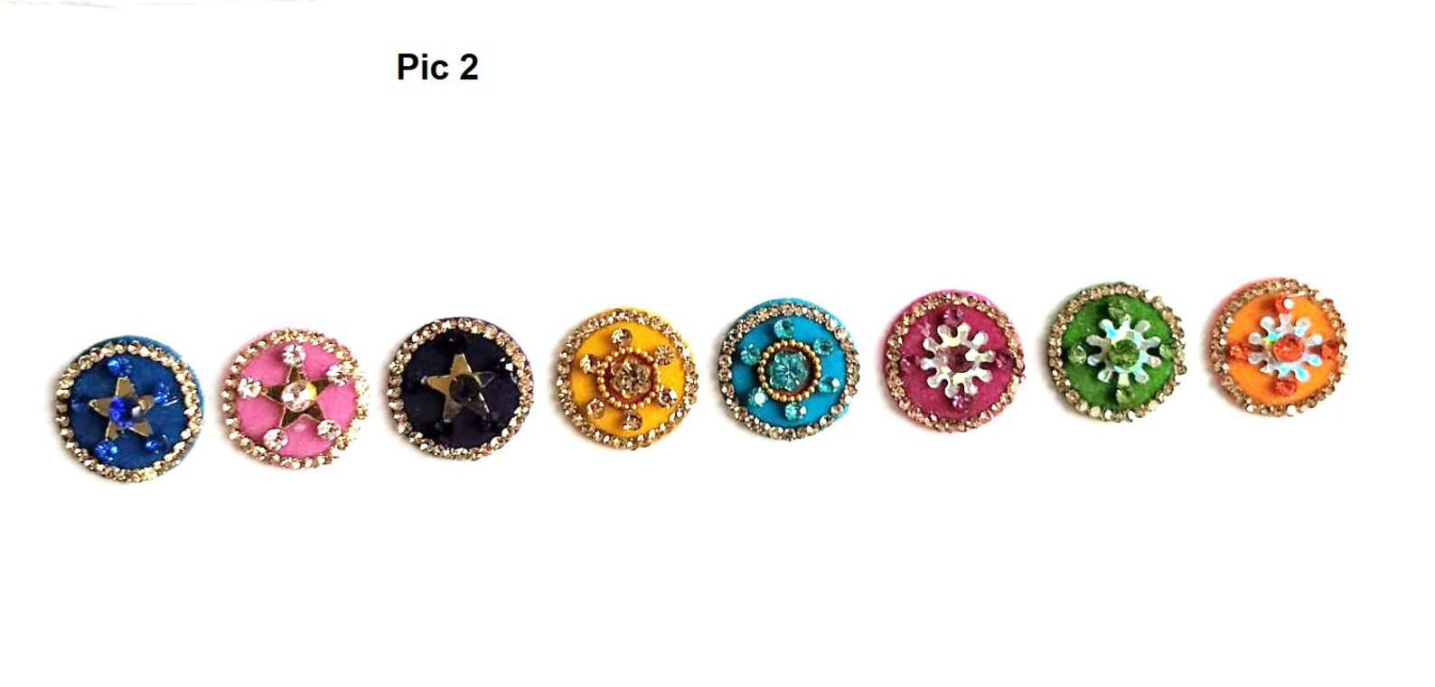 Multicolored Stone Bindis Golden Stone Big Round Bindi - Etsy