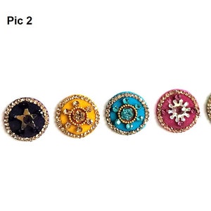 Multicolored Stone Bindis Golden Stone Big Round Bindi - Etsy