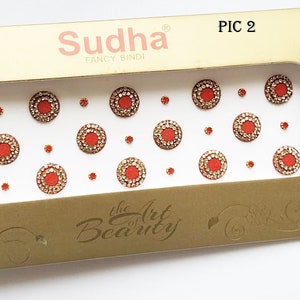 Red Indian Bindis Big Round Wedding Designer Bindis, Rhinestone Tattoo ...