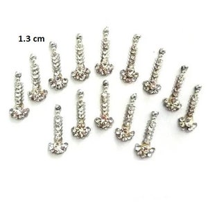 Long Silver Bindi, Bridal Stone Body Art Face Jewels Bindis, Indian ...