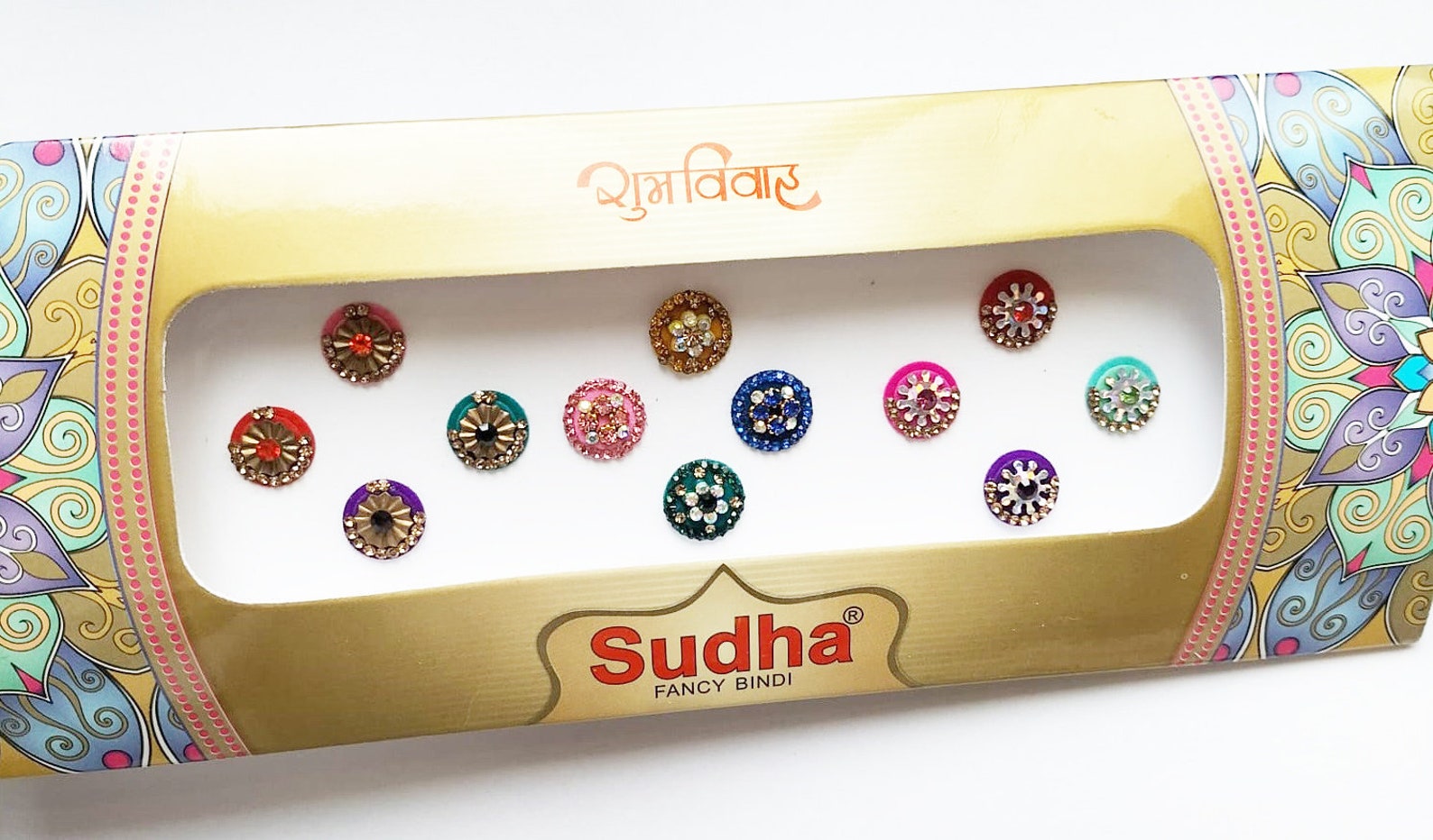 Colorful Designer Round Bindi Indian Body Art Temporary Wedding Fashion ...
