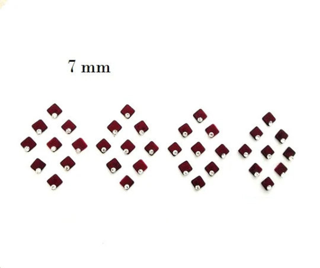 Velvet Temporary Plain Daily Wear Bindi Maroon Square Bindis 2 Pack ...