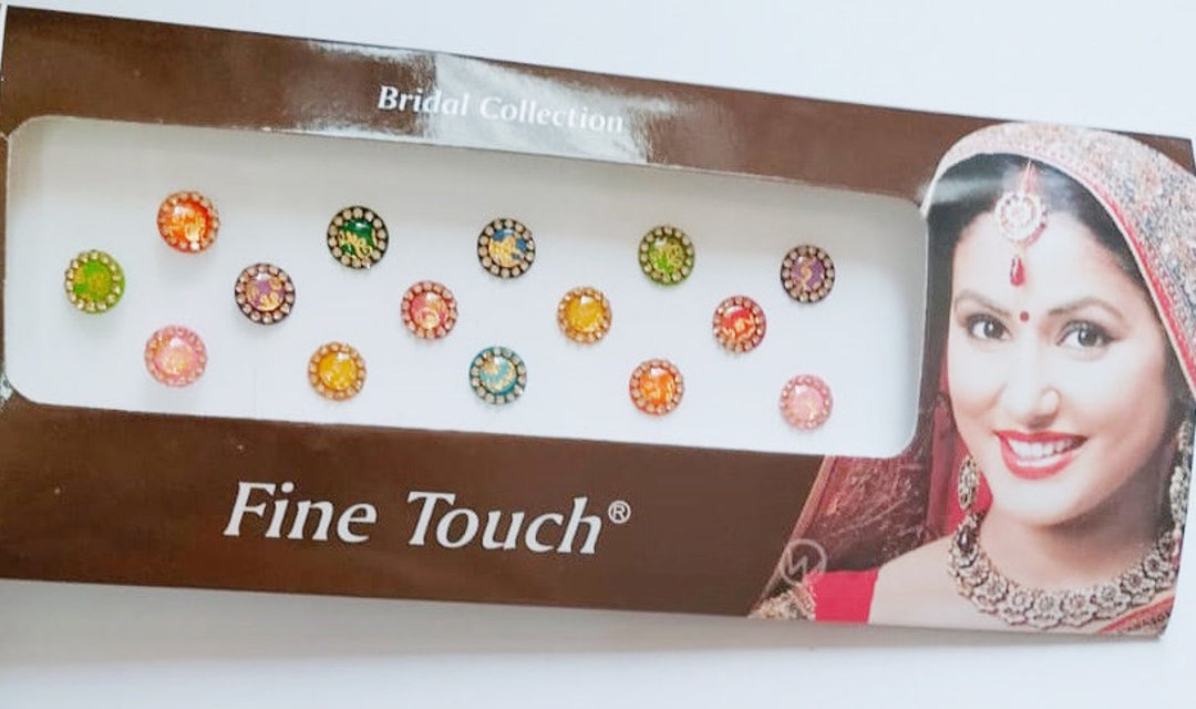 Multicolored Round Face Bindi Tattoos, Big Card Designer Bindi Sticker ...