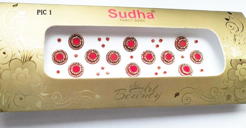 Red Indian Bindis Big Round Wedding Designer Bindis, Rhinestone Tattoo ...