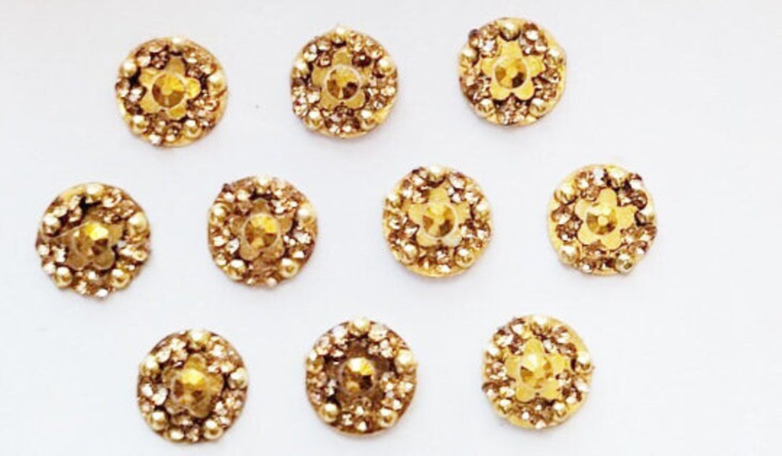 Gold Round Bindi Indian Designer Rhinestones Golden Bindi - Etsy