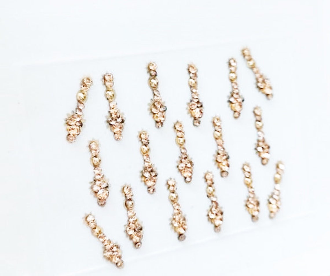 Gold Long Bindi Crystal Designer Bindi Rhinestones Bollywood Bindis ...