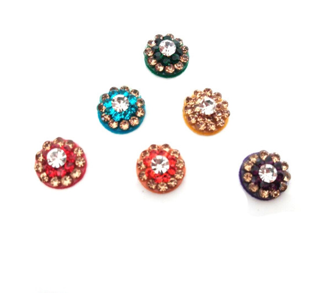 Colorful Fancy Bindi Round Bridal Bindis Stone Wedding Round | Etsy
