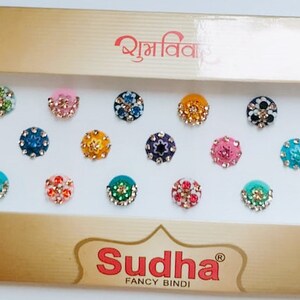 Multicolored Round Face Bindi Tattoos, Big Card Designer Bindi Sticker ...