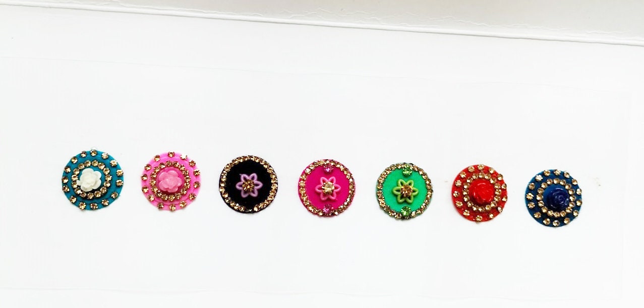 Velvet Big Round Multicolor Indian Wedding Style Bindis Bollywood Fancy ...