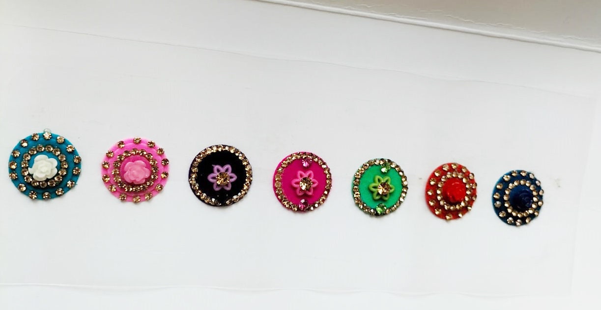 Velvet Big Round Multicolor Indian Wedding Style Bindis Bollywood Fancy ...