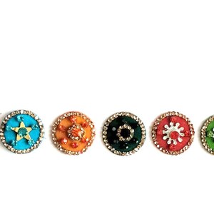 Multicolored Stone Bindis Golden Stone Big Round Bindi - Etsy