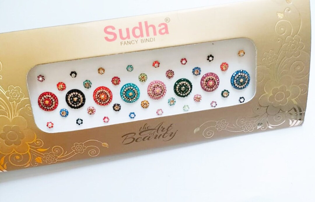 Colorful Big Round Fancy Bindi With Stone, Bridal Makeup Bindis ...