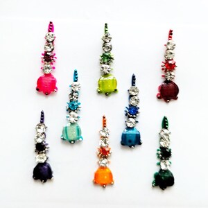 Multicolor Long Forehead Bindi Rhinestone Crystal Bridal Indian Wedding Fashion Third Eye Online ...