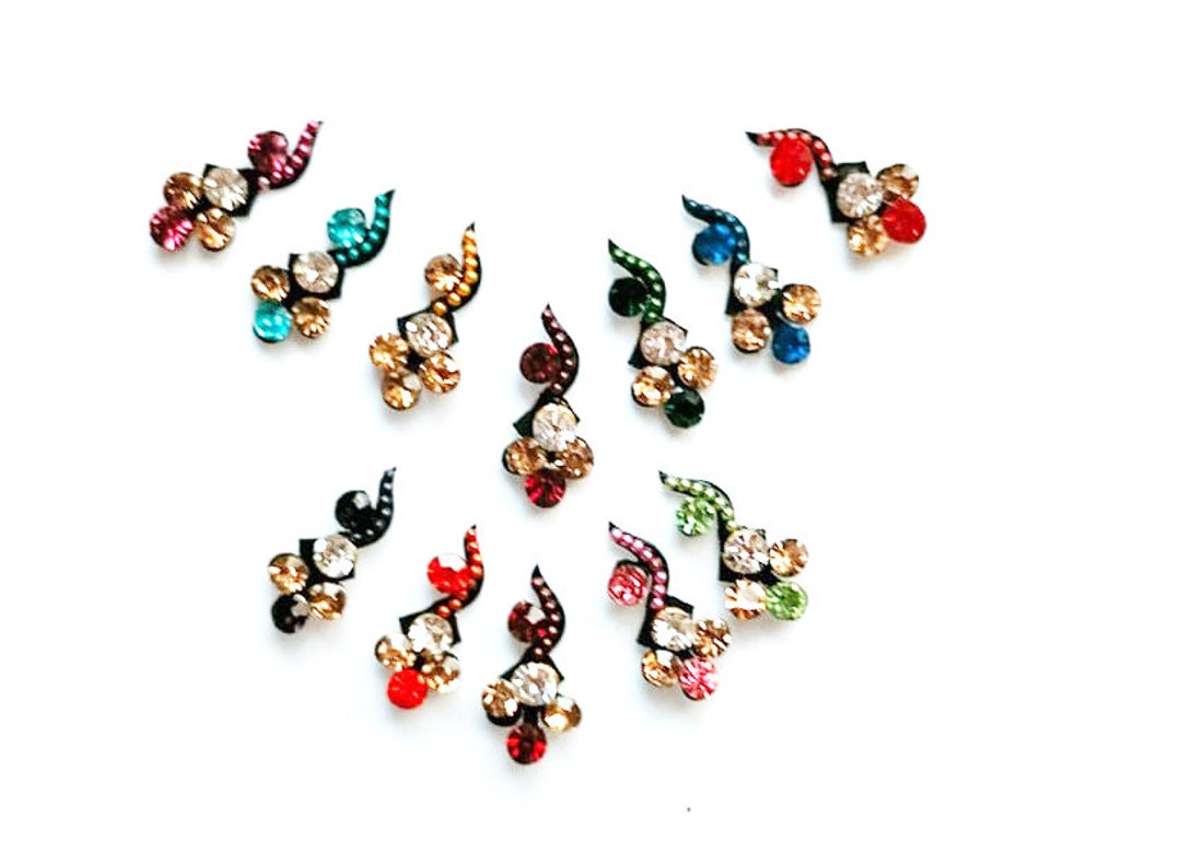 Long Bindis Stickers Multicolor Face Bindis Bollywood Bindis - Etsy