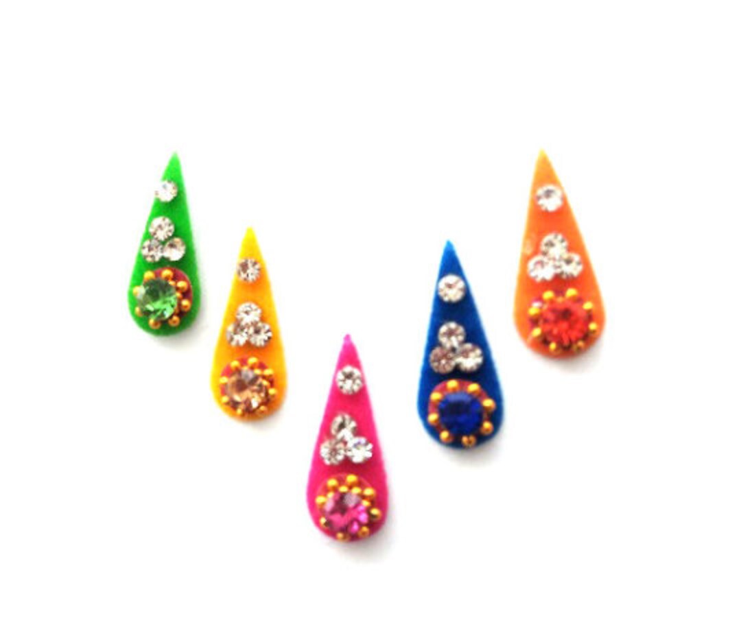 Long Tikka Bindi, Colourful Fancy Tilak Indian Wedding Designer Face ...