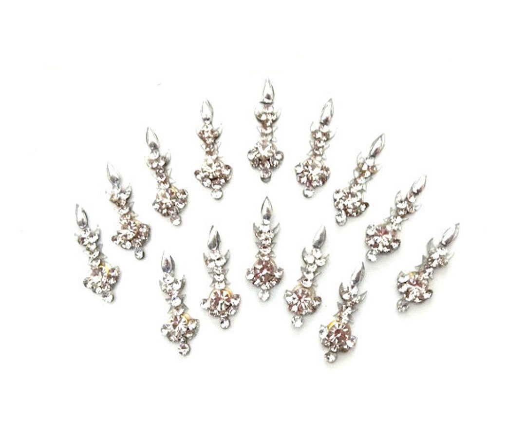 Stone Wedding Long Silver Fancy Party Bindi Indian Bridal - Etsy