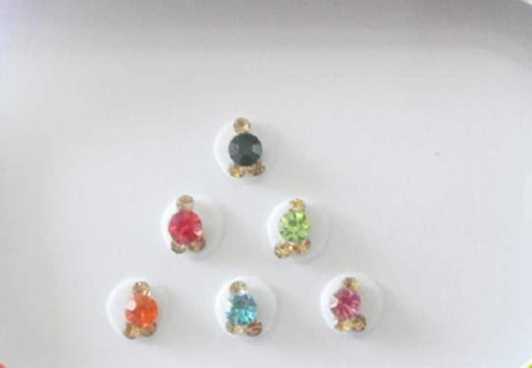 Indian Bridal Round Bindi Velvet Stone Bindis 2 Pack White - Etsy