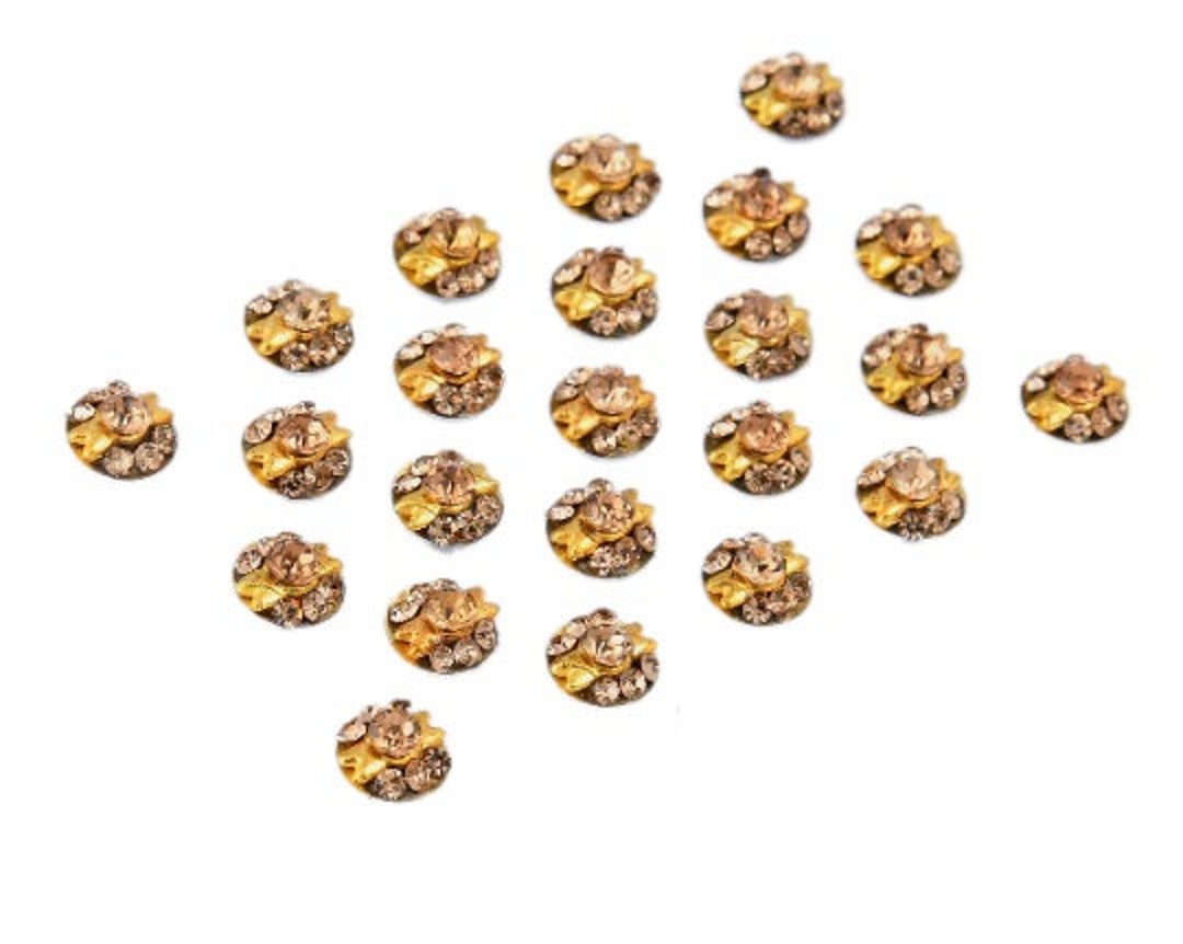 Bindis Gold Round Bridal Stones Face Jewels Indian Temporary - Etsy