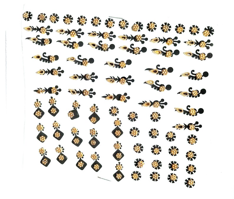 Golden Black Designer Long Square Sticker Bindi Velvet Round - Etsy