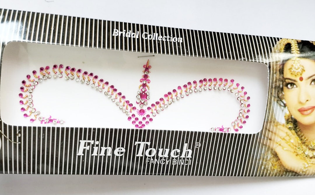 3 Pack Designer Pink Red Purple Rhinestone Bridal Bindi, Wedding ...