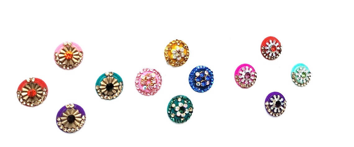 Colorful Designer Round Bindi Indian Body Art Temporary Wedding Fashion ...
