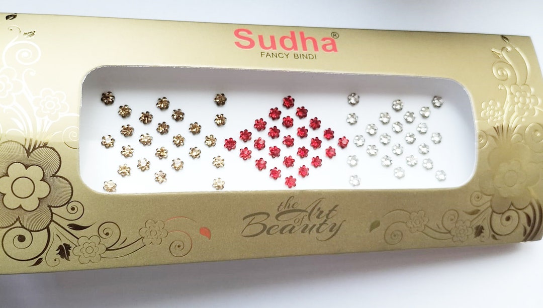 Bindis, Small Size Bindi Dot Red Silver Gold Tiny Round Bindis, Folwer ...