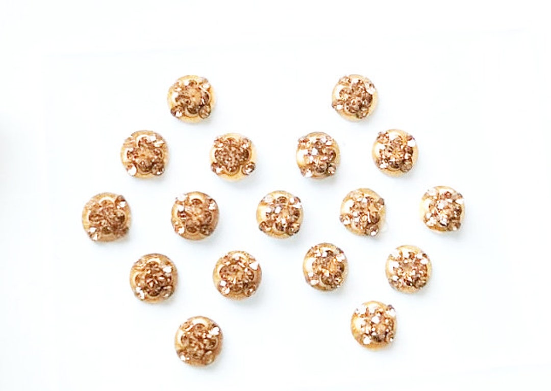 Golden Rhinestones Bindi, Gold Round Bindi Dot, Body Art Bindis, Golden ...