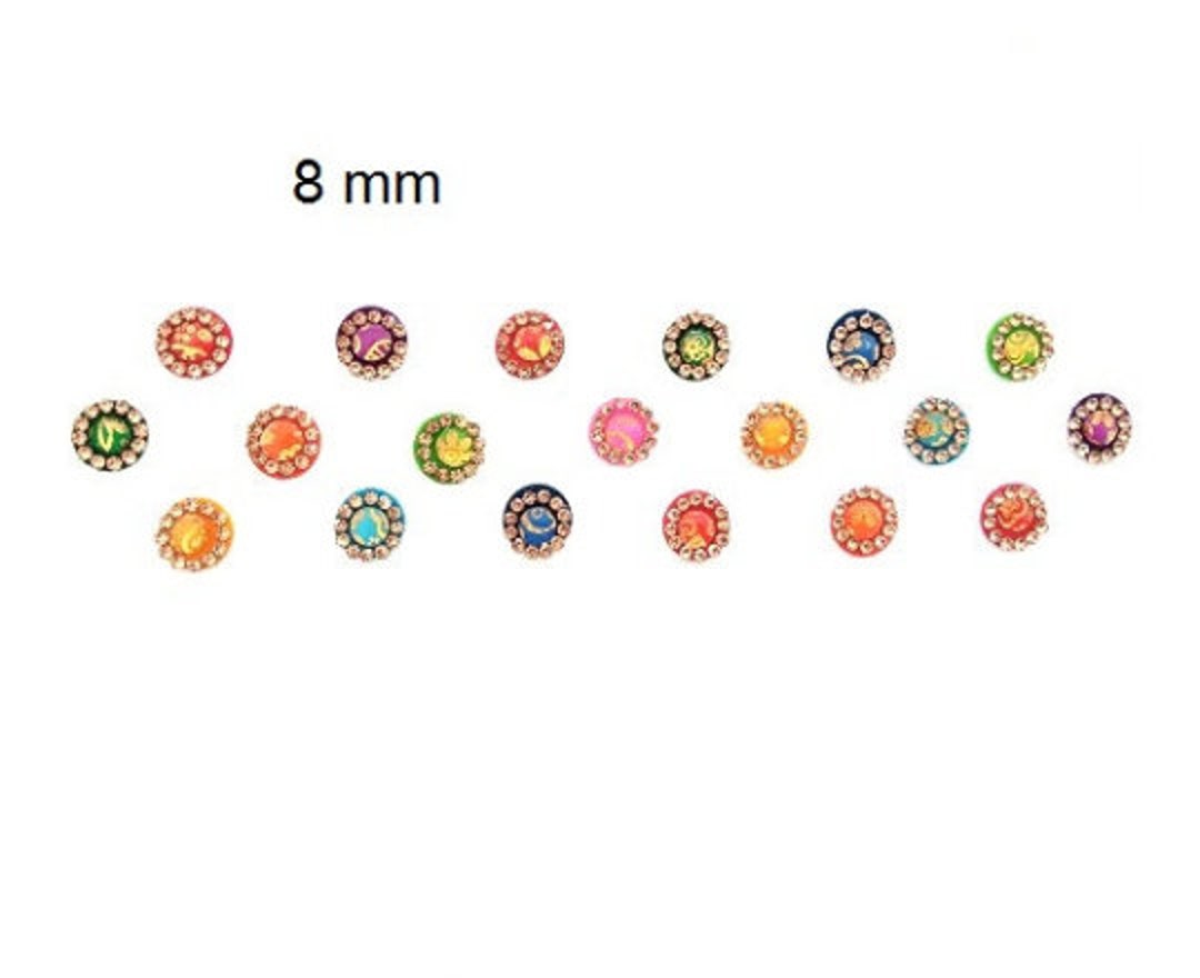 Multi Coloured Bindi, Round Fancy Bindis, Wedding Round Bindis, Indian ...