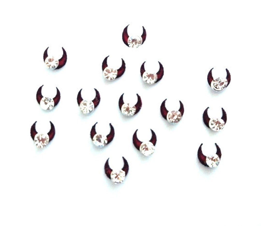 4 Pack of Indian Marathi Half Moon Maroon Bindis Silver Stone ...