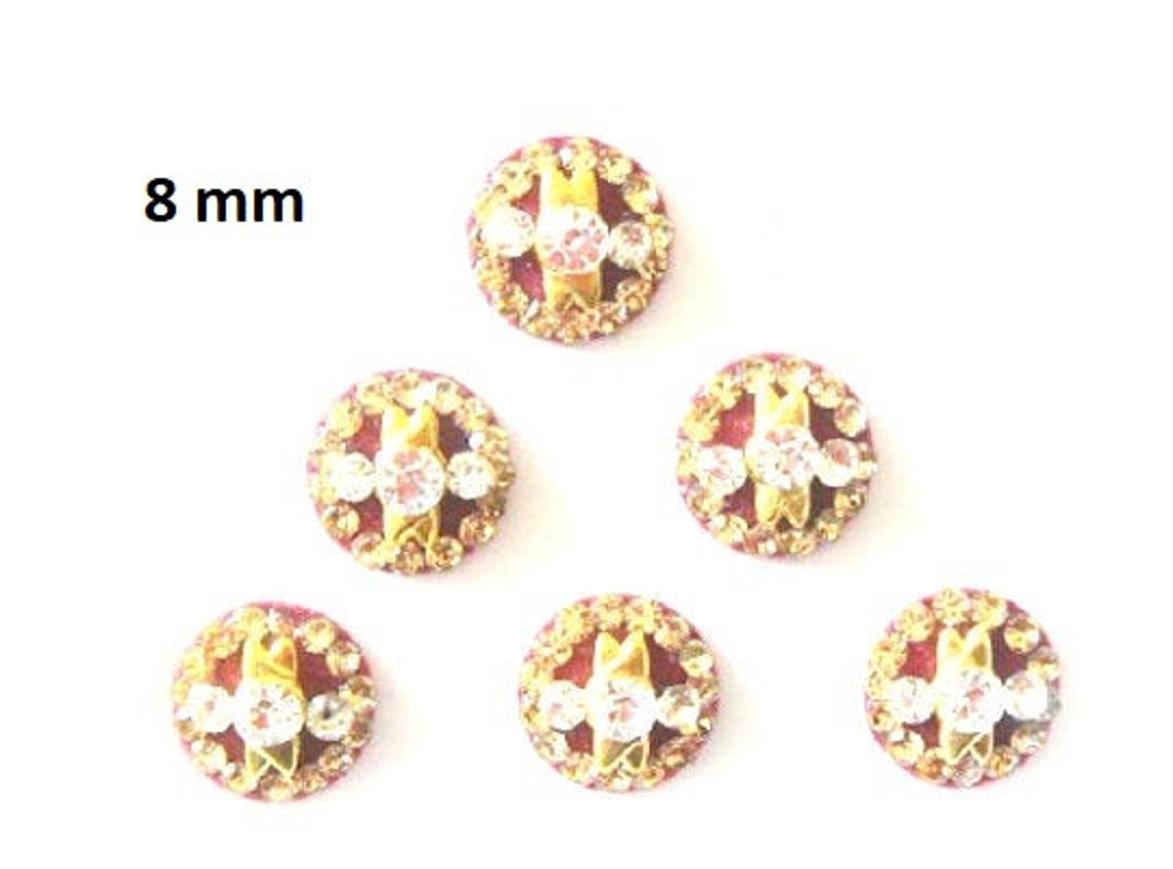 2 Pack Bindis Indian Round Fancy Gold Designer Face Jewel, Wedding ...