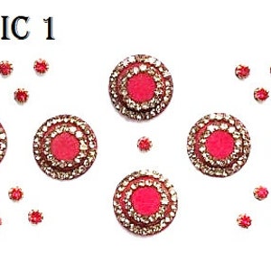 Red Indian Bindis Big Round Wedding Designer Bindis, Rhinestone Tattoo ...