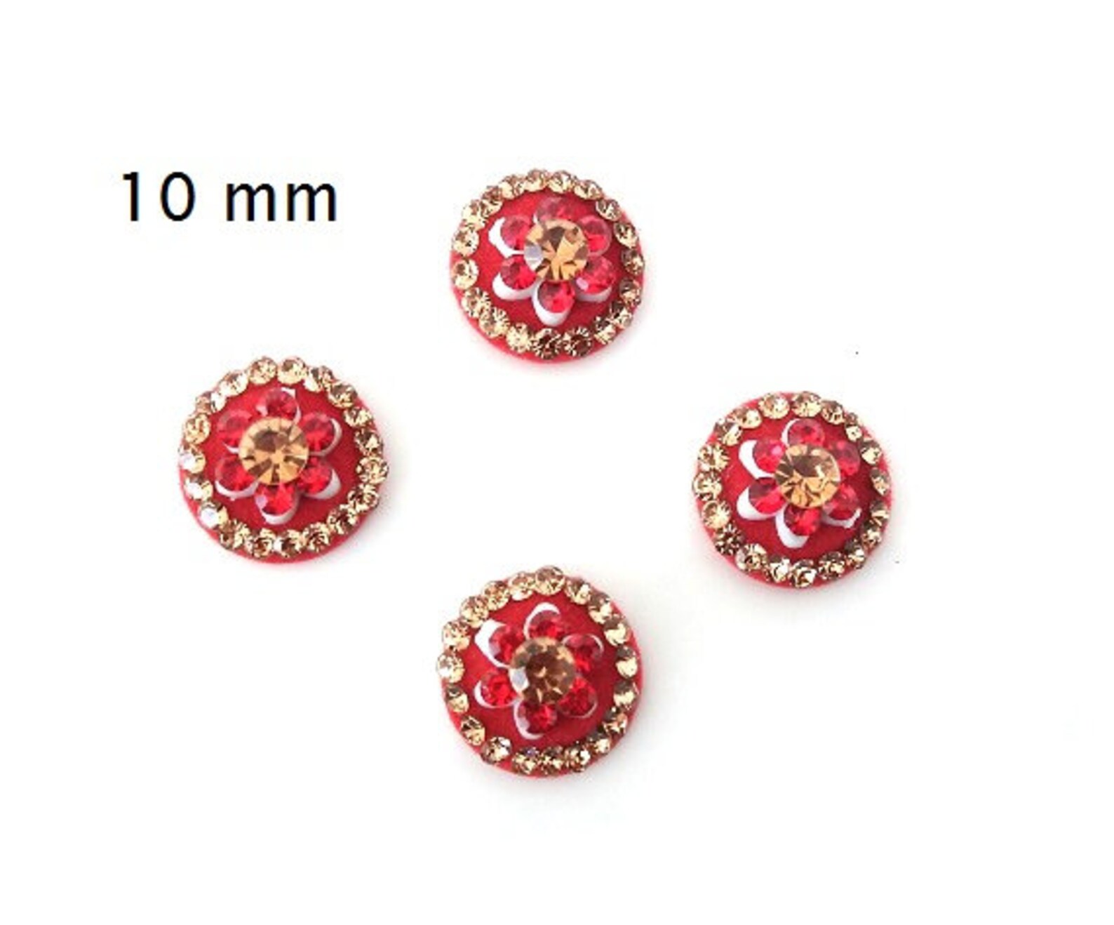 Wedding Stone Bindis Red Bindi With Golden Crystals Indian | Etsy