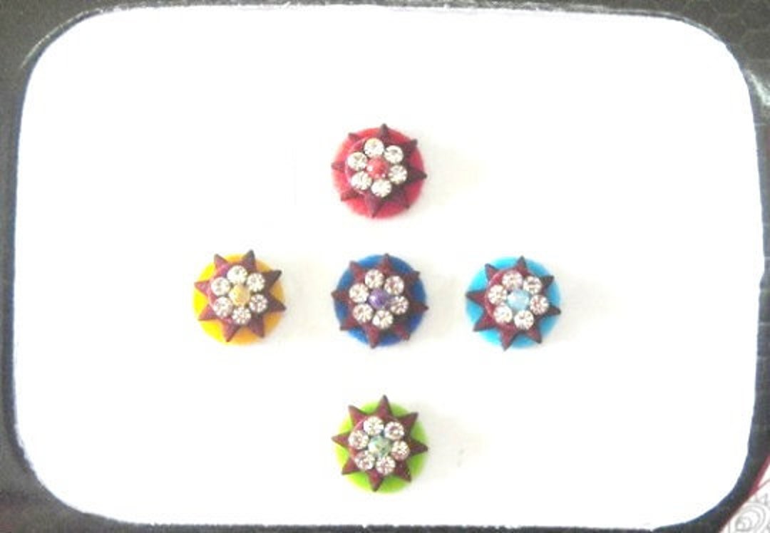 Colorful Velvet Bindi Sticker, Face Jewels, Forehead Belly Tattoo Round ...